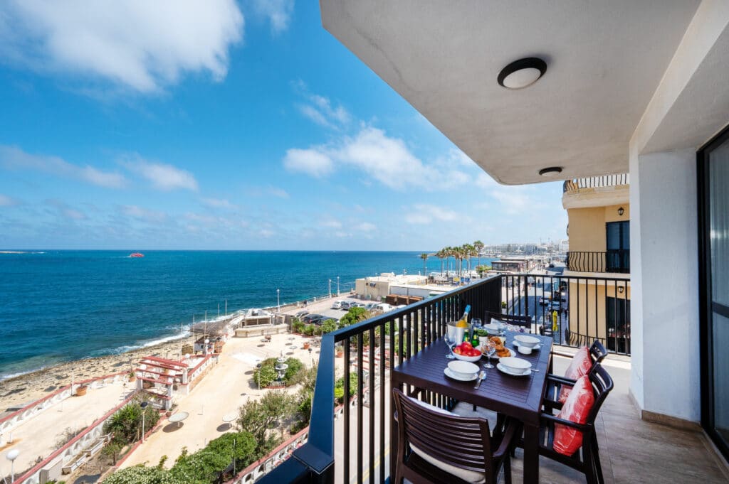 Islet Promenade Seafront Apartment with large Corner Terrace - Bugibba ...